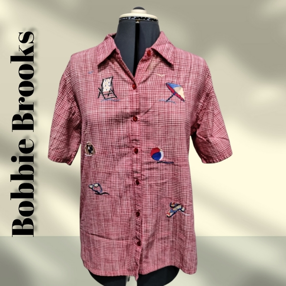 Bobbie Brooks | Tops | Bobbie Brooks Womens Beach Scene Button Down ...